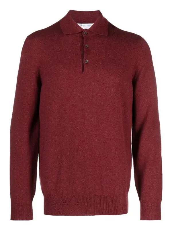 Brunello Cucinelli Button-up Cashmere Polo Shirt - Red