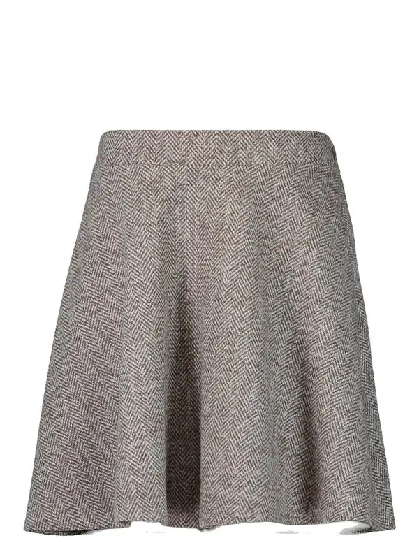 Brunello Cucinelli Herringbone Flared Mini Skirt - Gray