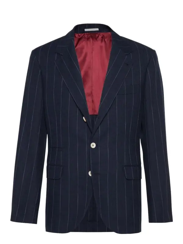 Brunello Cucinelli Pinstripe Single-breasted Blazer - Black