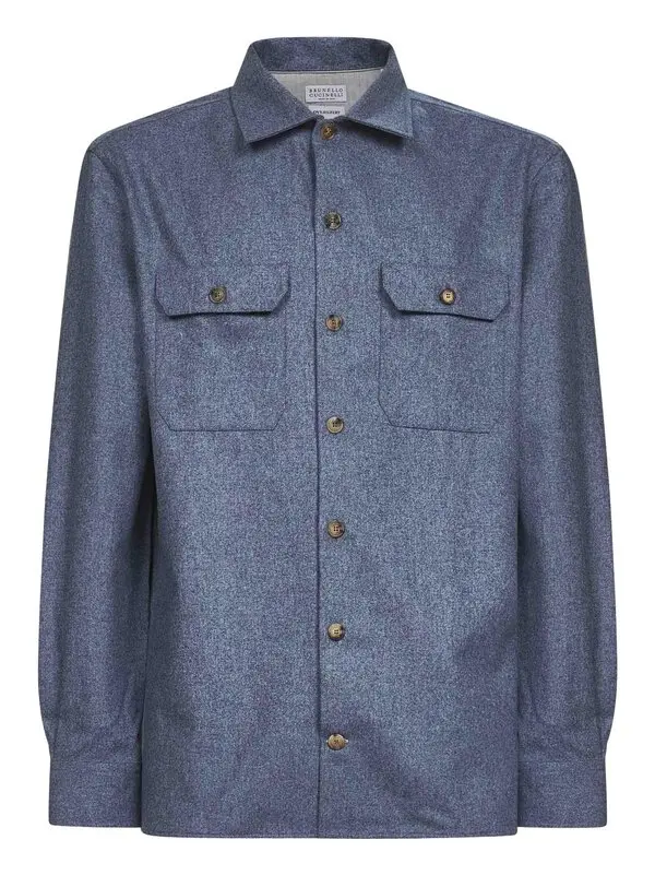 Brunello Cucinelli Long Sleeved Buttoned Shirt - Blue