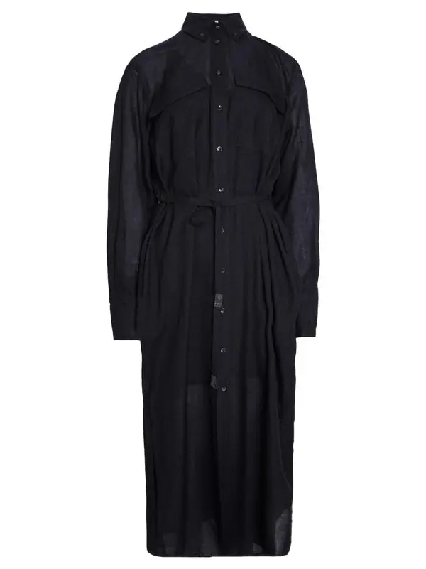 Brunello Cucinelli Midi Shirt Dress With Lapel Collar And Button Closure - Black