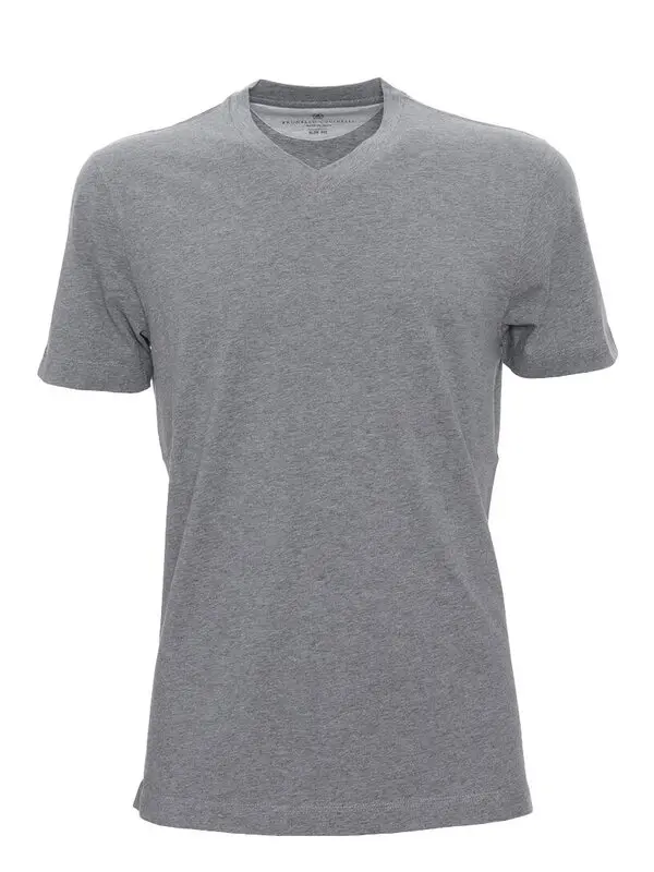 Brunello Cucinelli V-neck Fitted T-shirt - Grey