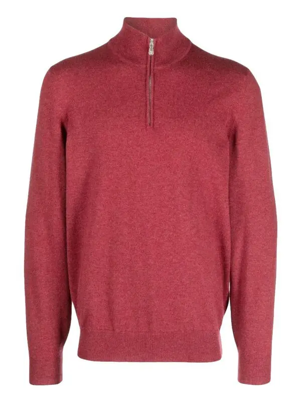 Brunello Cucinelli Half-zip Cashmere Jumper - Red