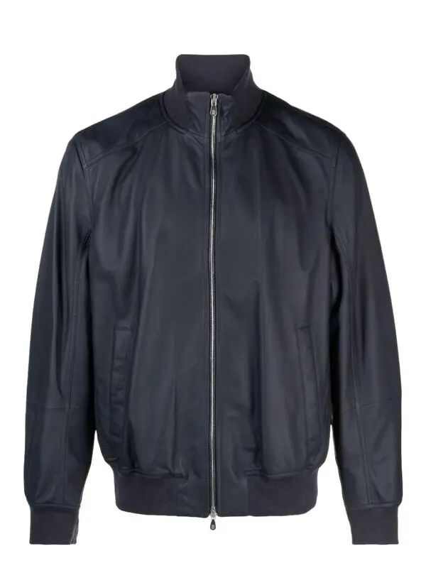 Brunello Cucinelli Zip-up Leather Bomber Jacket - Black