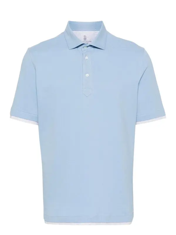 Brunello Cucinelli Layered-detail Polo Shirt - Blue