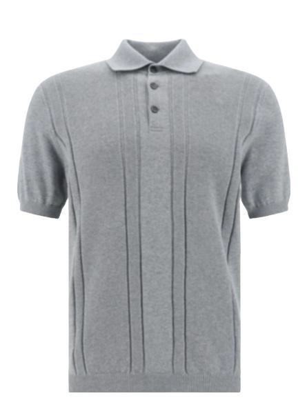 Brunello Cucinelli Short Sleeved Open-knitted Polo Shirt - Gray