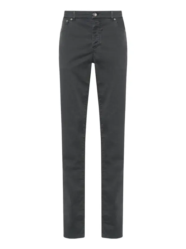 Brunello Cucinelli Logo-embroidered Straight-leg Trousers - Black