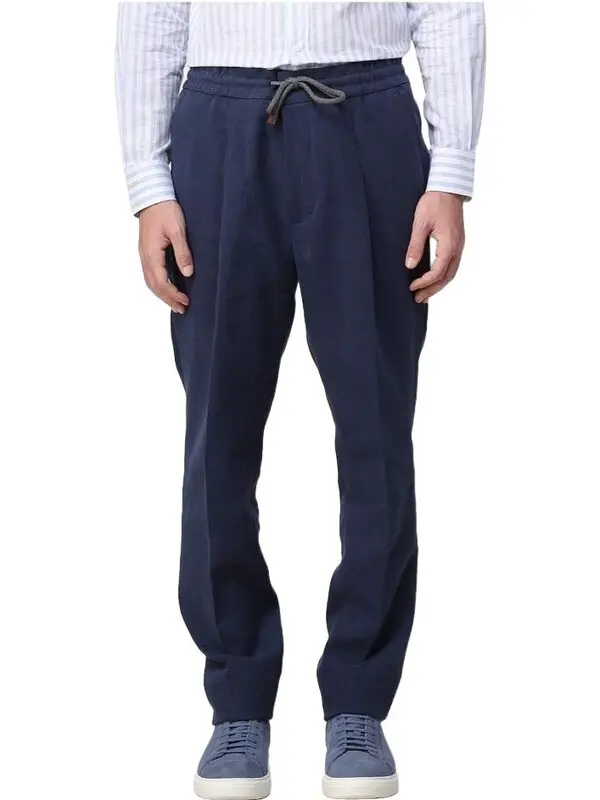 Brunello Cucinelli Straight-leg Linen Trousers - Blue