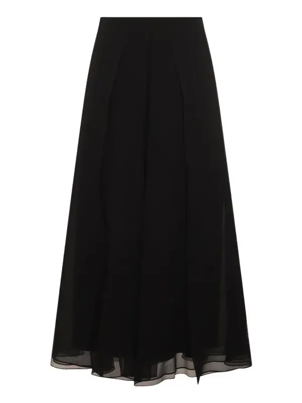 Brunello Cucinelli Pleated Midi Circle Skirt - Black