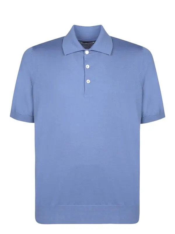 Brunello Cucinelli Short-sleeved Buttoned Polo Shirt - Blue