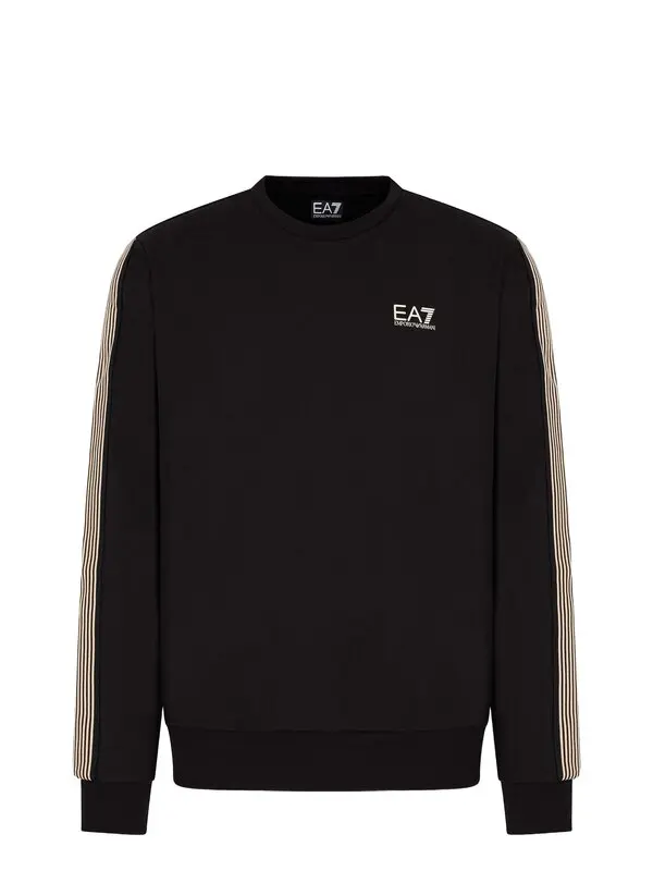 Emporio Armani Crewneck Sweatshirt With Side Stripe Detail - Black
