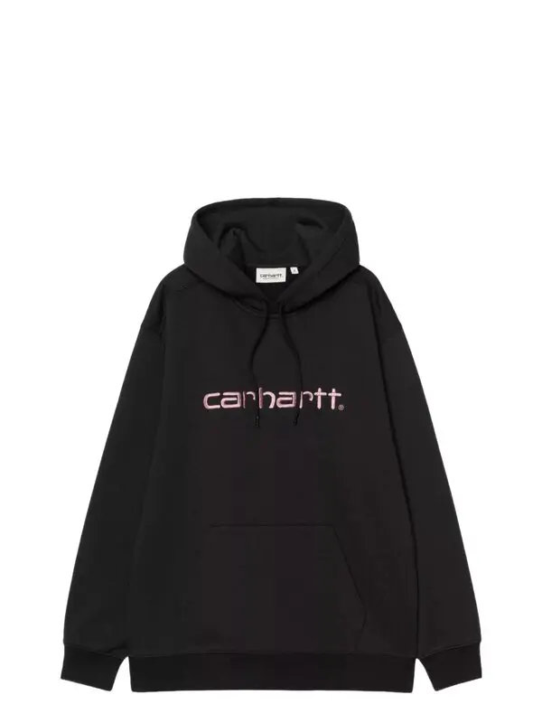 Carhartt Work In Progress Embroidered Script Logo Hooded Sweatshirt - Black/hydrangea