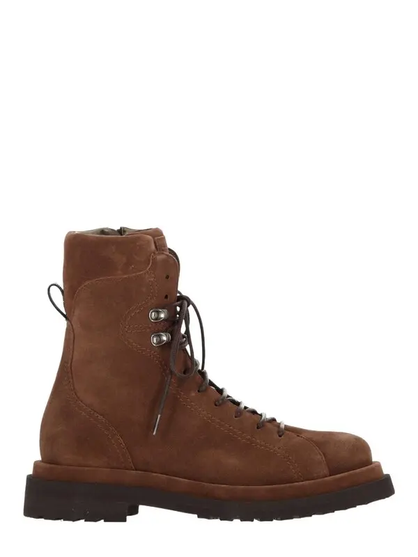Brunello Cucinelli Round Toe Lace-up Boots - Brown
