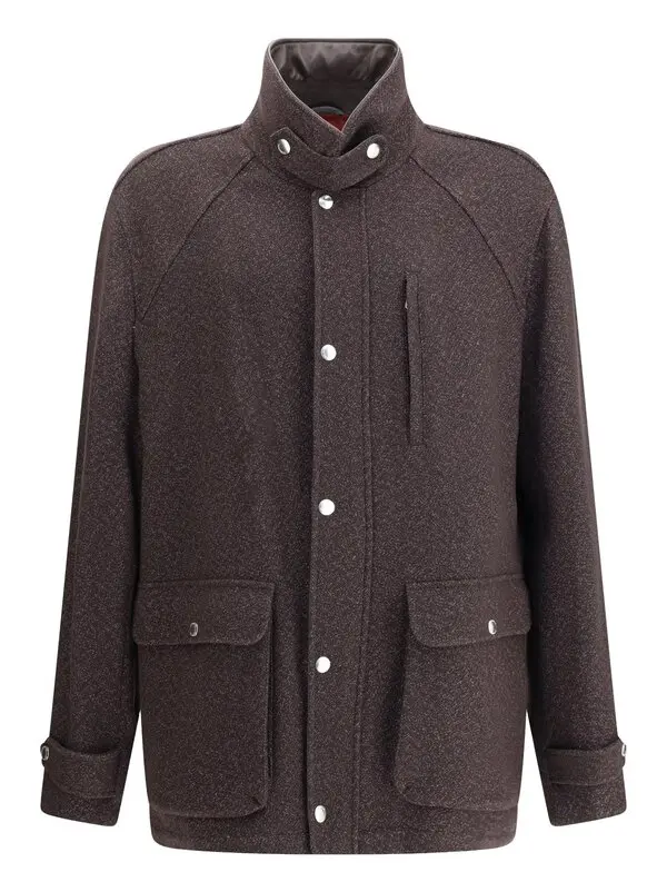 Brunello Cucinelli Shirt Jacket With Stand-up Collar - Black