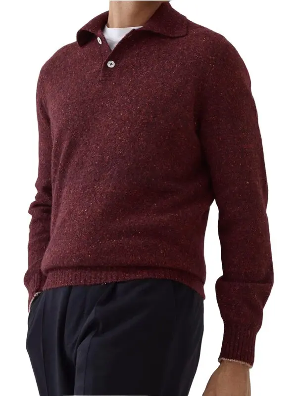 Brunello Cucinelli Mélange Effect Polo Shirt - Amaranth