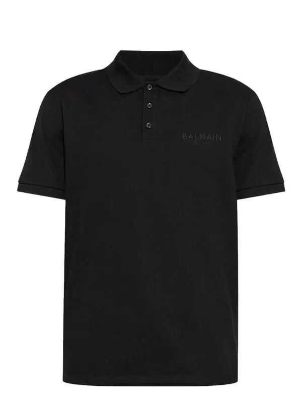 Balmain Logo-embroidered Polo Shirt - Black