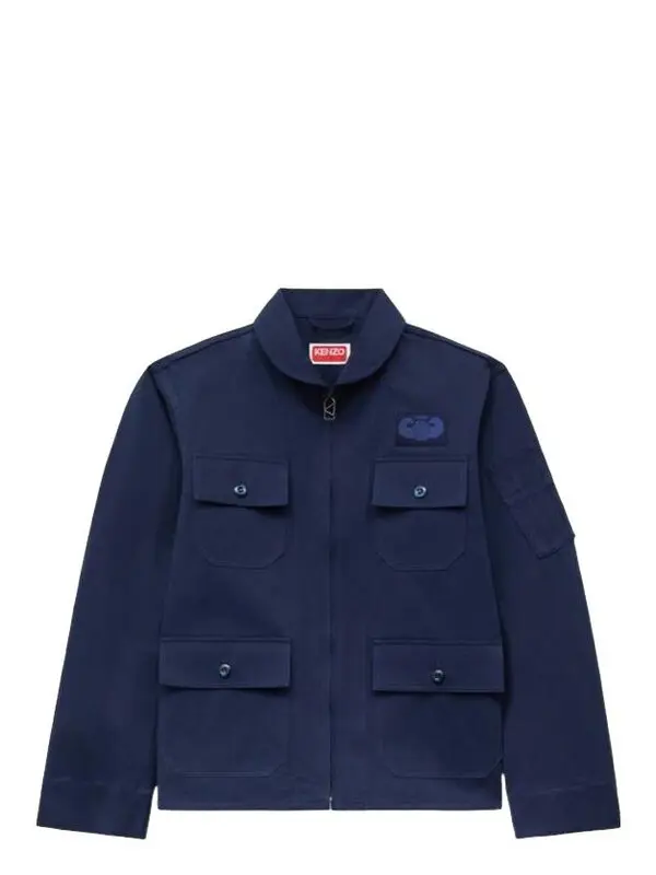 Kenzo Flying Boke Military Blouson In Cotton Twill - Blue-black