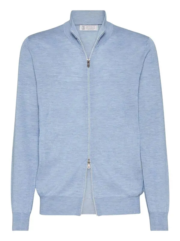Brunello Cucinelli Long-sleeved Zipped Cardigan - Blue