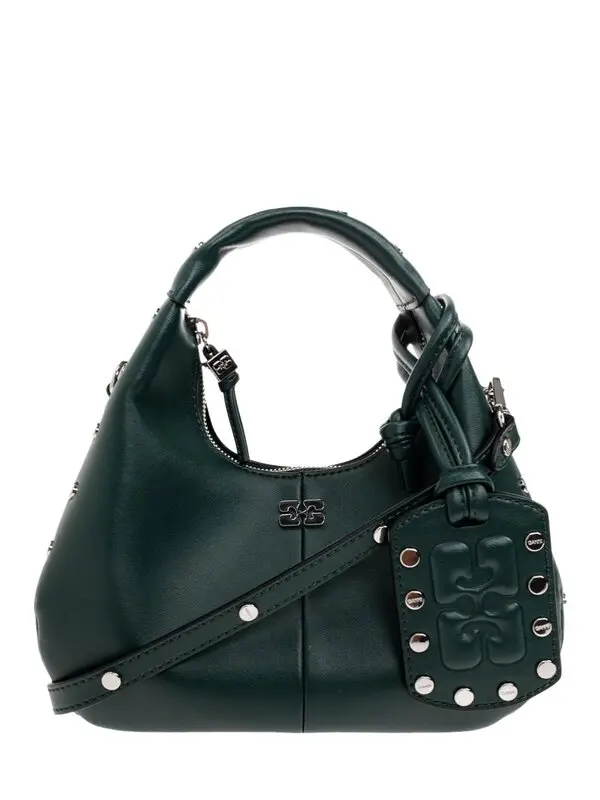 GANNI Zippered Shoulder Bag With Studs - Green