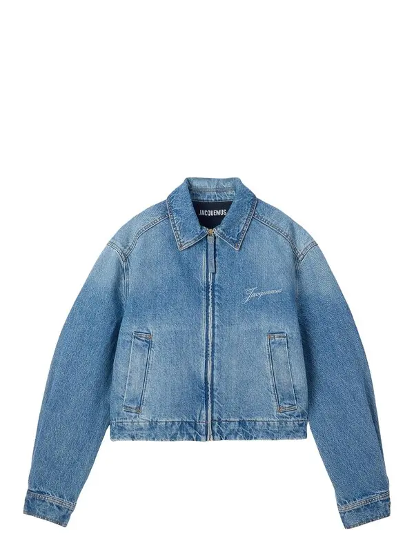 Jacquemus De-nîmes Canevas Zip-up Denim Jacket - Blue/tobacco