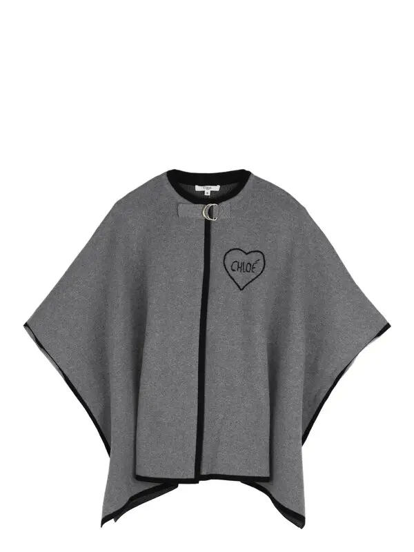 Chloé Embroidered Heart Buckled Cape - Gray