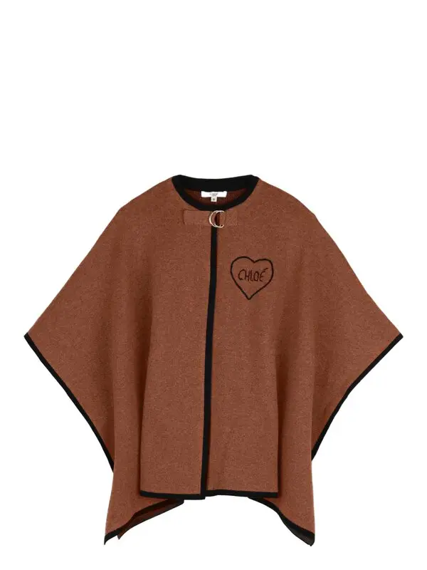 Chloé Logo-embroidered Heart-motif Cape - Brown