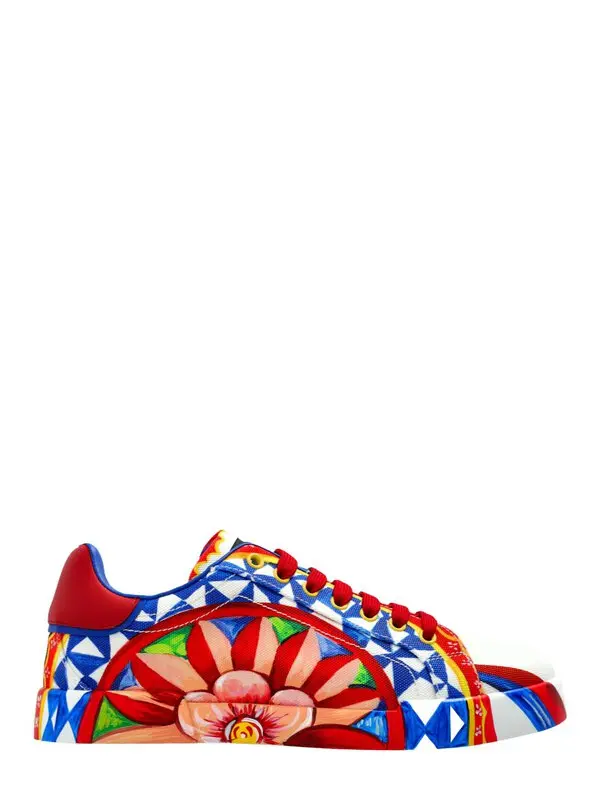 Dolce & Gabbana Portofino "carretto" Print Sneakers - Red