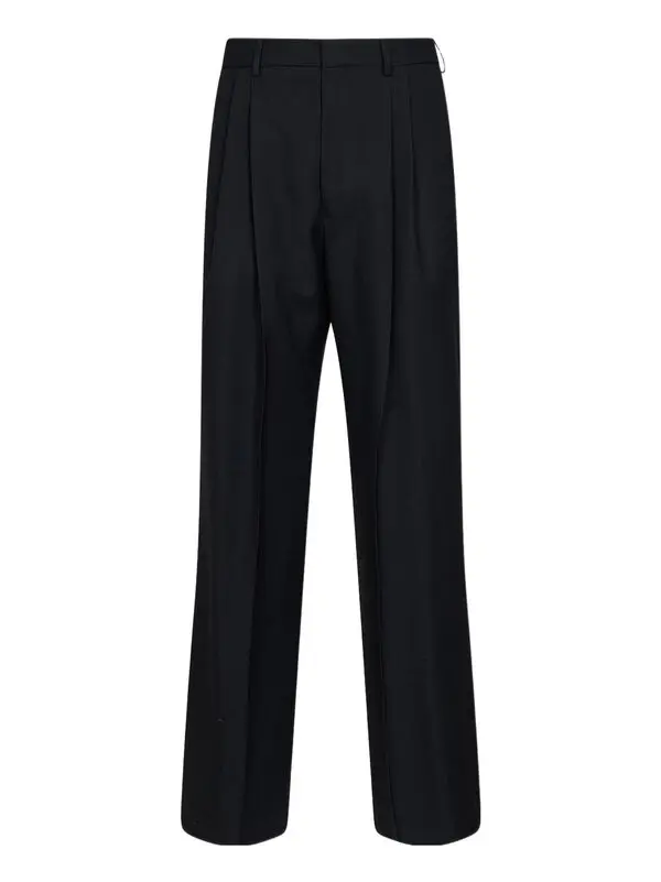 Dries Van Noten Straight-leg Wool Trousers With Double Pleat - Black