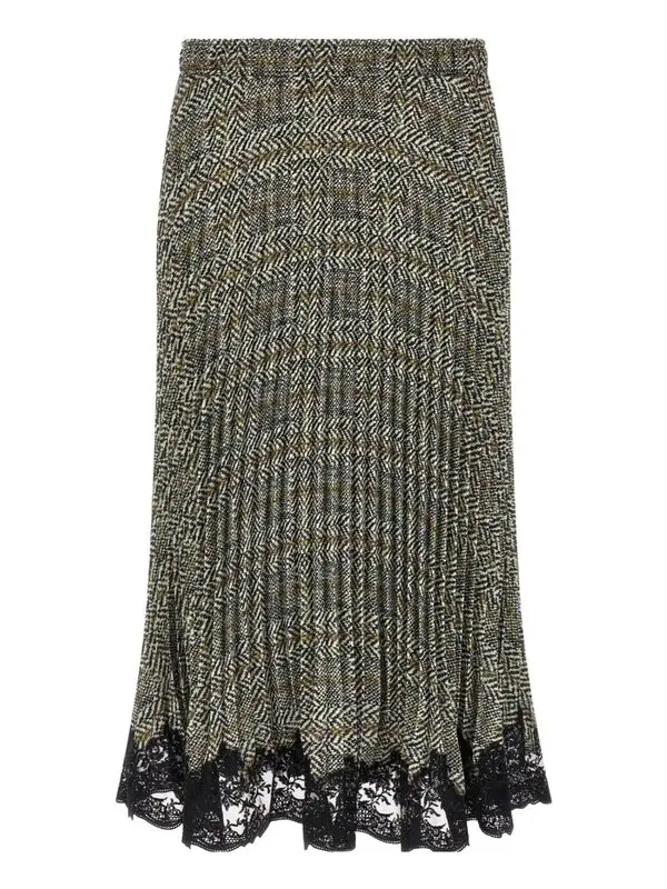 Ermanno Scervino Pleated Lace-trim Midi Skirt - Multi-color