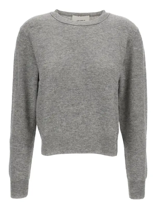 LISA YANG Crew Neck Knitwear With Dropped Shoulders And Ribbed Trim - Grey