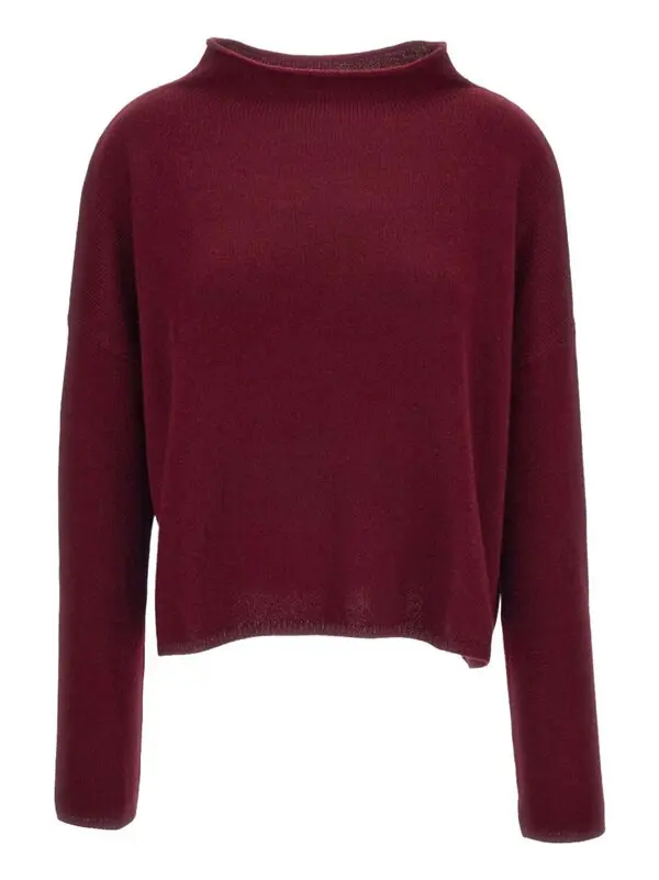LISA YANG Mock Neck Knitted Sweater - Wine Red
