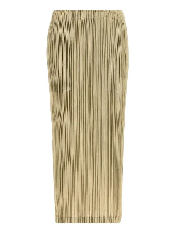 Issey Miyake Pleated Technical Fabric Skirt - Beige