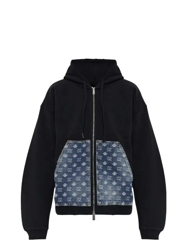 Dsquared2 Monogrammed Zipped Hoodie - Black
