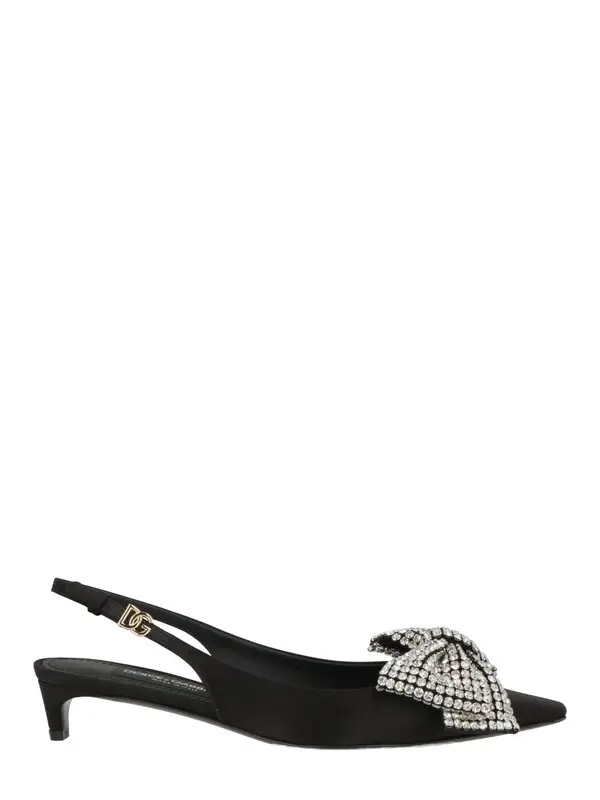 Dolce & Gabbana Embellished Bow Slingback Pumps - Black