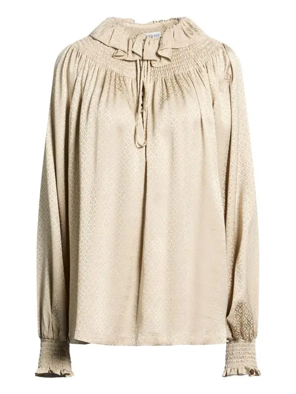 Burberry Satin Blouse With Bow Detail - Beige