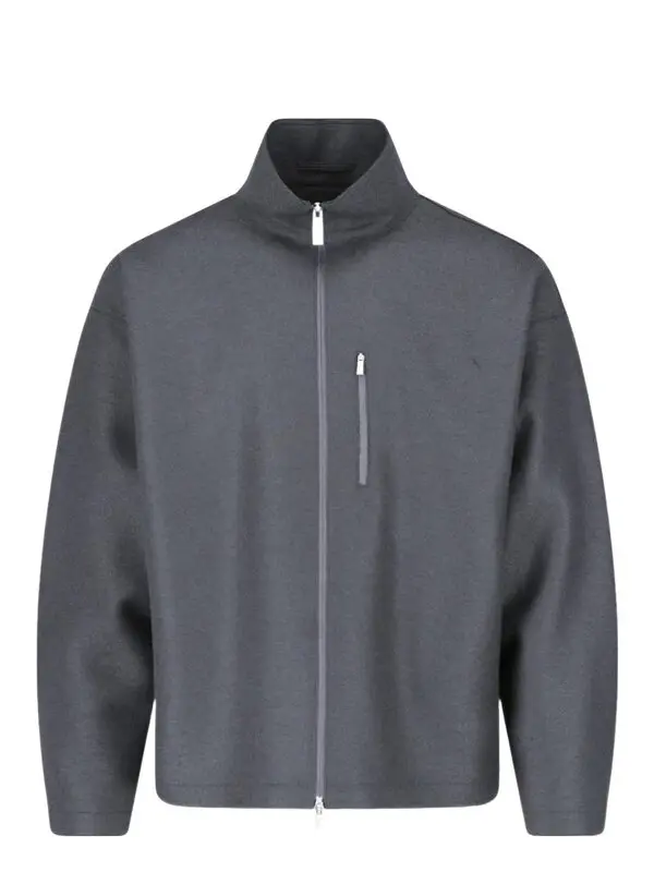 Herno Zip-up Hooded Virgin Wool Jacket - Grey