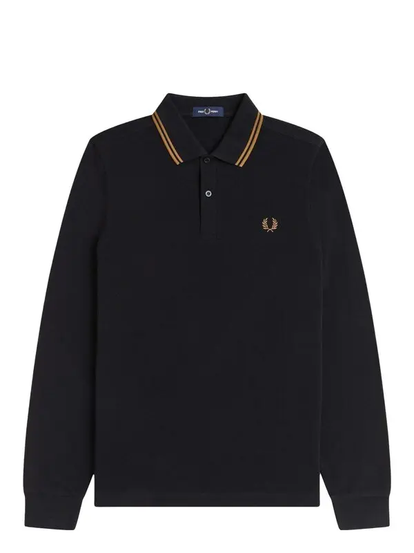 Fred Perry Longsleeve Collared Polo Shirt - Black