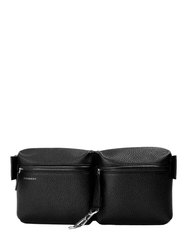 Givenchy Grained Leather Double Pocket Waist Bag - Black