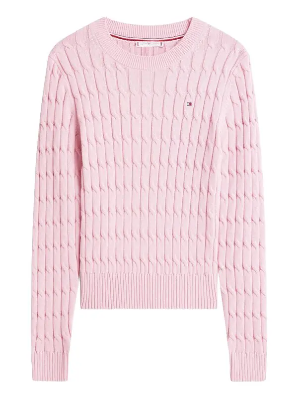 Tommy Hilfiger Cable Knit Crew Neck Sweater - Pink