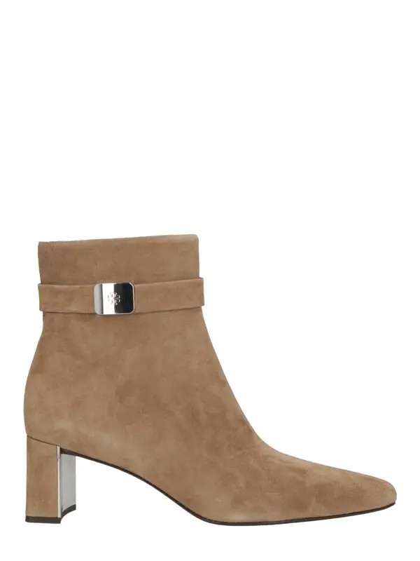Tory Burch Suede Ankle Boots With Block Heel And Strap Detailing - Brown