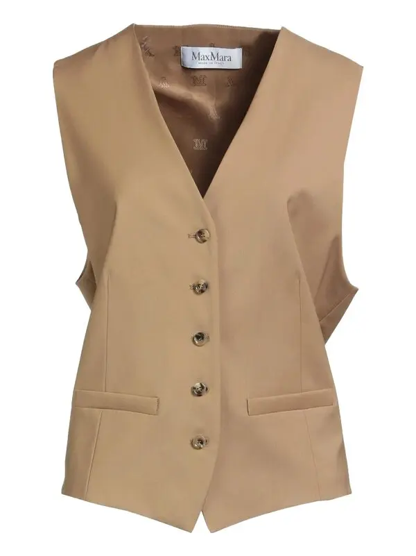 Max Mara Wool Satin Waistcoat - Camel