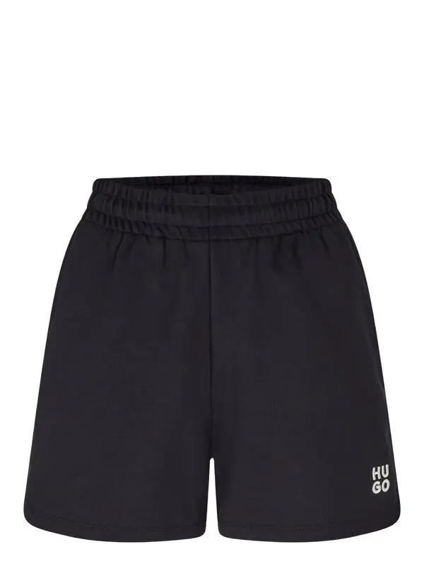 Hugo Boss Casual Elastic Waist Shorts With Side Print - Black