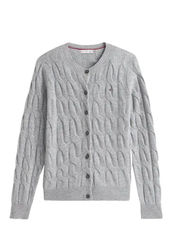 Tommy Hilfiger Crewneck Cableknit Cardigan - Gray