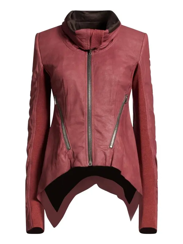 Rick Owens Asymmetrical Leather Jacket - Red