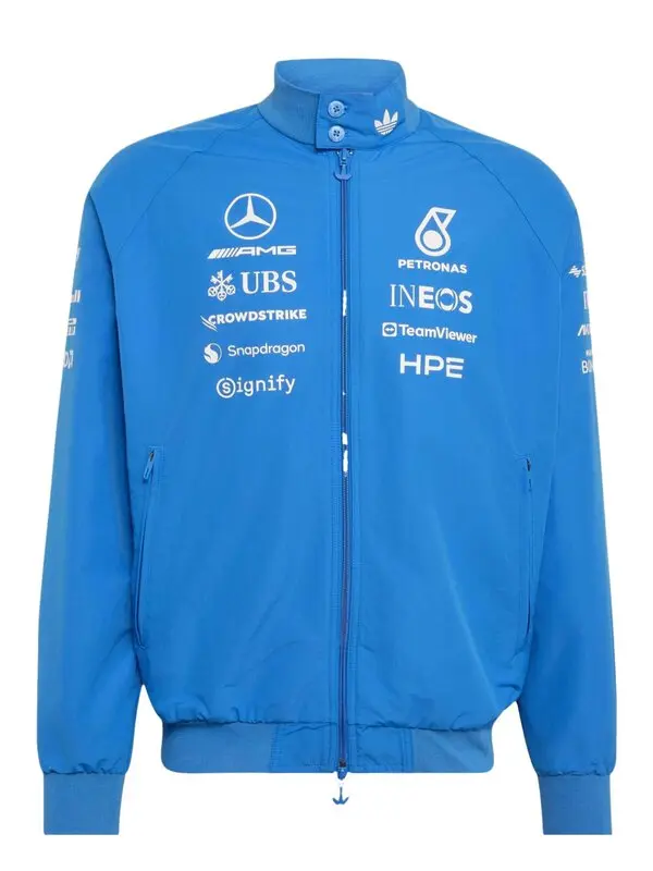 ADIDAS ORIGINALS Stand-collar Zip Jacket With Multigraphic Prints - Blue