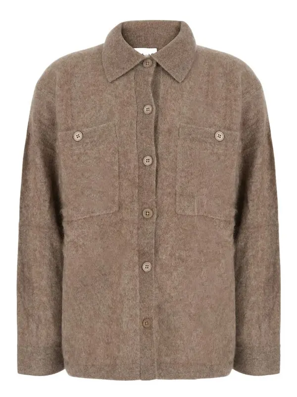 P.a.r.o.s.h Button-front Long-sleeve Wool Cardigan - Brown