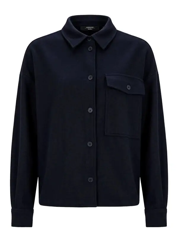Max Mara Flannel Shirt With Classic Collar And Chest Pocket - Blue