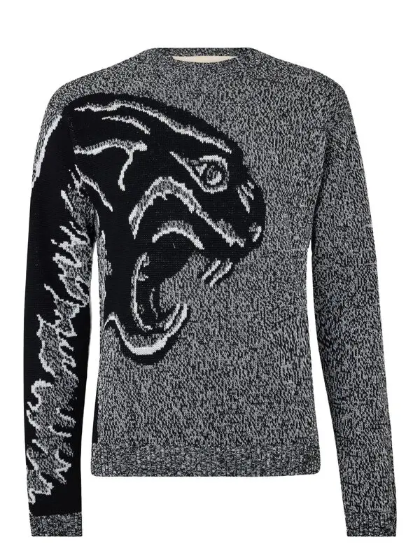 Valentino Garavani Crewneck Knit Sweater With Beast Motif - Grey