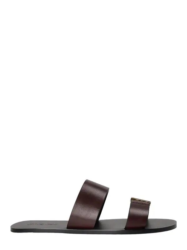 Saint Laurent Flat Sandals With Buckle Detailing - Black