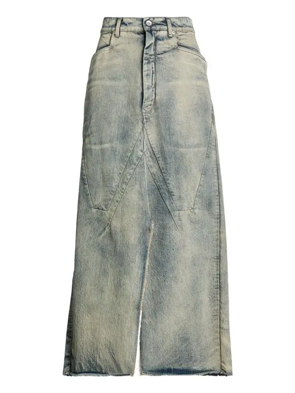 Rick Owens Flared Denim Skirt - Blue